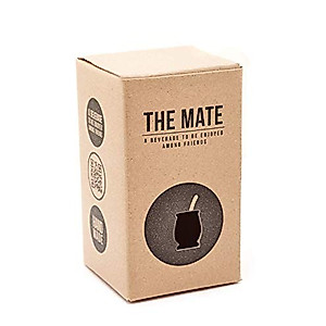 BALIBETOV [New Handmade Yerba Mate Gourd Set - German Silver Trim and Base - [Mate Cup] with Bombilla [Yerba Mate Straw] (Natural)