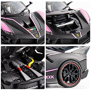 BDTCTK Compatible for 1:24 Ferrari FXXK Diecast Car Model, Zinc Alloy Pull Back Car with Sound and Light for Kids Boy Girl Black