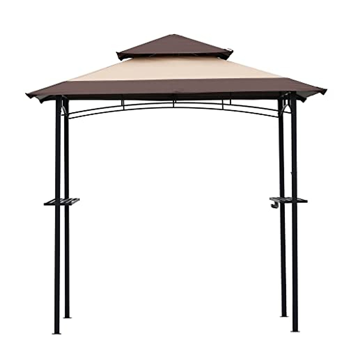ADUH Outdoor Grill Gazebo 8 X 5 Ft Shelter Tent Double Tier Soft Top Canopy and Steel Frame with Hook and Bar Counters