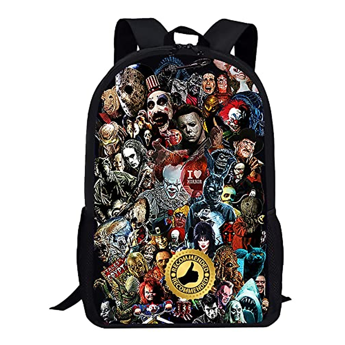 OIPMKNVU Horror Movie Backpack, Multi-Function Travel Laptop Backpack, Business Daypack Bag, Adjustable Shoulder Strap Bookbag 17"