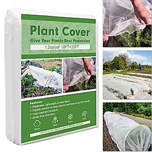 Plant Covers Freeze Protection, 1.2oz 10x30FT Frost Cloth Plant Freeze Protection, Plant Frost Blankets Covers for Outdoor Plants for Winter Cold Weather, Floating Row Cover for Vegetables