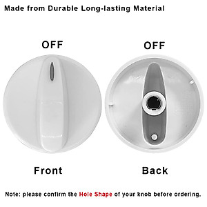 2Pcs 316442512 Burner Control Knob, Gas Range Knobs Compatible with Frigidaire, Kenmore, Sears Range Oven, Stove Knobs Replacement Part, Replaces PS2332410, AP4327159, FRG316442512 White