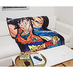 Dragon Ball Super Goku & Vegeta Fleece Throw Blanket | Plush Soft Polyester Cover For Sofa and Bed, Cozy Home Decor, Luxury Room Essential | Anime Manga Gifts For Adults, Teens | 45 x 60 Inches