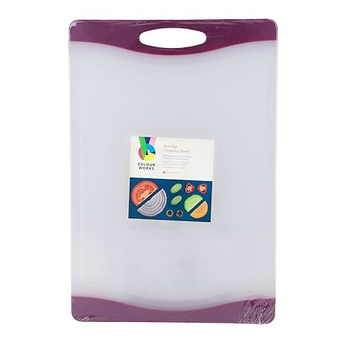 KitchenCraft CWBOARD350PUR Colourworks Polyethylene Reversible Cutting Board, 36.5 x 25 cm - Purple