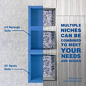 Noble Pre-Formed Rectangular Shower Niche 314 12"x20" with Adjustable Shelf Easy Install Water-Resistant Bathroom Storage Shelf Modern Design for Shower Essentials Durable and Stylish Organizer