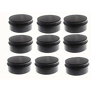 3 oz.Tins Black Aluminum Metal Tin Round Screw Top Lid Containers Jars Metal Storage Tin Jars Aluminum Tin Cans Travel Storage Tins,for Lip Balm DIY Cosmetics Salves, 3oz./3 Ounce/90 ML,10 Pack
