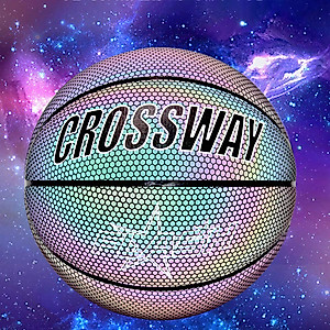 Luminous Basketball, OURLITIME Holographic Basketball Glowing Reflective Basketball Luminous Basketball NO.7 for Night Sports Kids Gifts