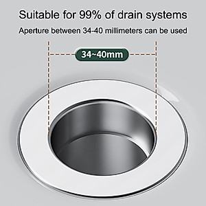 Stainless Steel Drain Hair Catcher - Anti-Clog Pop Up Drain Strainer with Hair Catcher, Drain Plug Sink Filter, Sink Plug for 33-40mm Drain, Plug and Play, for Bathroom, Bathtub, Kitchen, Sink, Etc