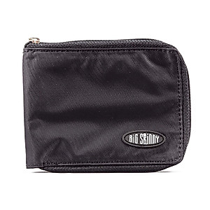 Big Skinny Men's Zippered Bi-Fold Slim Wallet, Holds Up to 25 Cards, Black