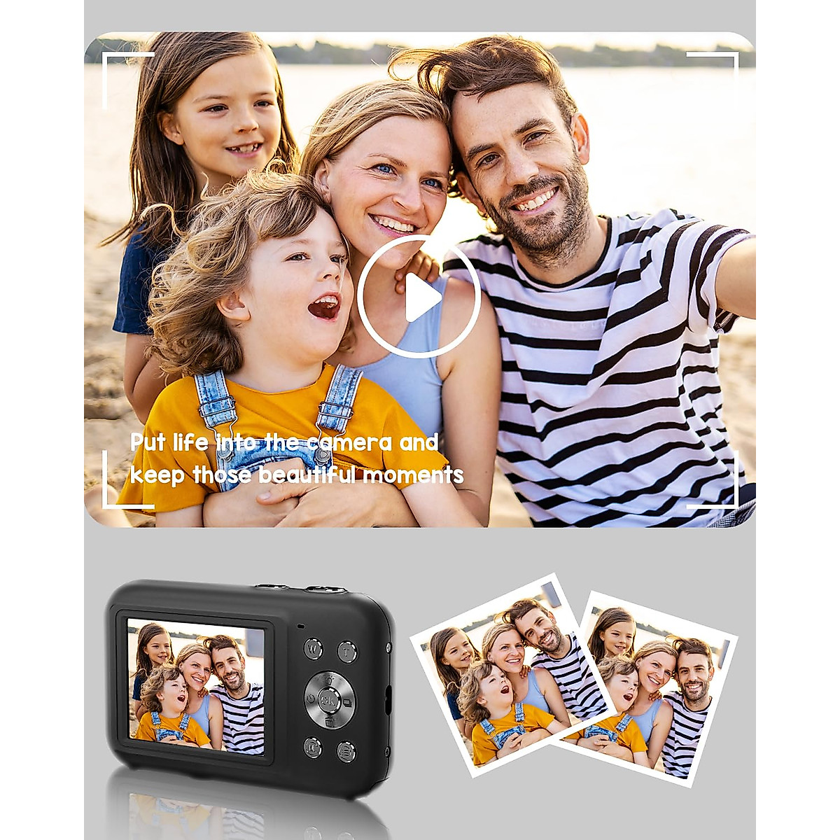 Digital Camera, FHD 1080P Kids Camera with 32GB SD Card 44MP Point and Shoot Camera with 16X Digital Zoom, Compact Portable Small Digital Camera for Teens Students Kids Girls Boys Beginner-Black