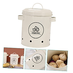 FELTECHELECTR Iron Kitchen Storage Bucket for Onions Potatoes Ginger and Garlic Versatile Onion Keeper and Storage Holder for Your Kitchen
