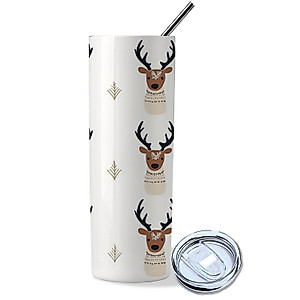 Cartoon Christmas Deer insulated tumblers，Cartoon Christmas Deer coffee cup Gift，Cartoon Christmas Deer Drinking Glasses-Tea Cup-Coffee Mug tumbler with lid and straw 20 oz insulated tumbler cups