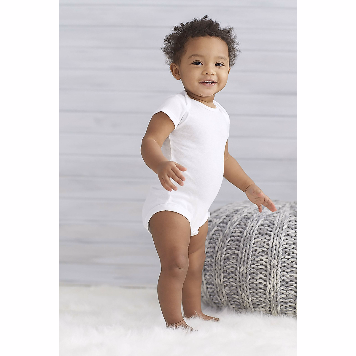 Gerber Baby 8-Pack Short Sleeve Onesies Bodysuits, Solid White, Newborn