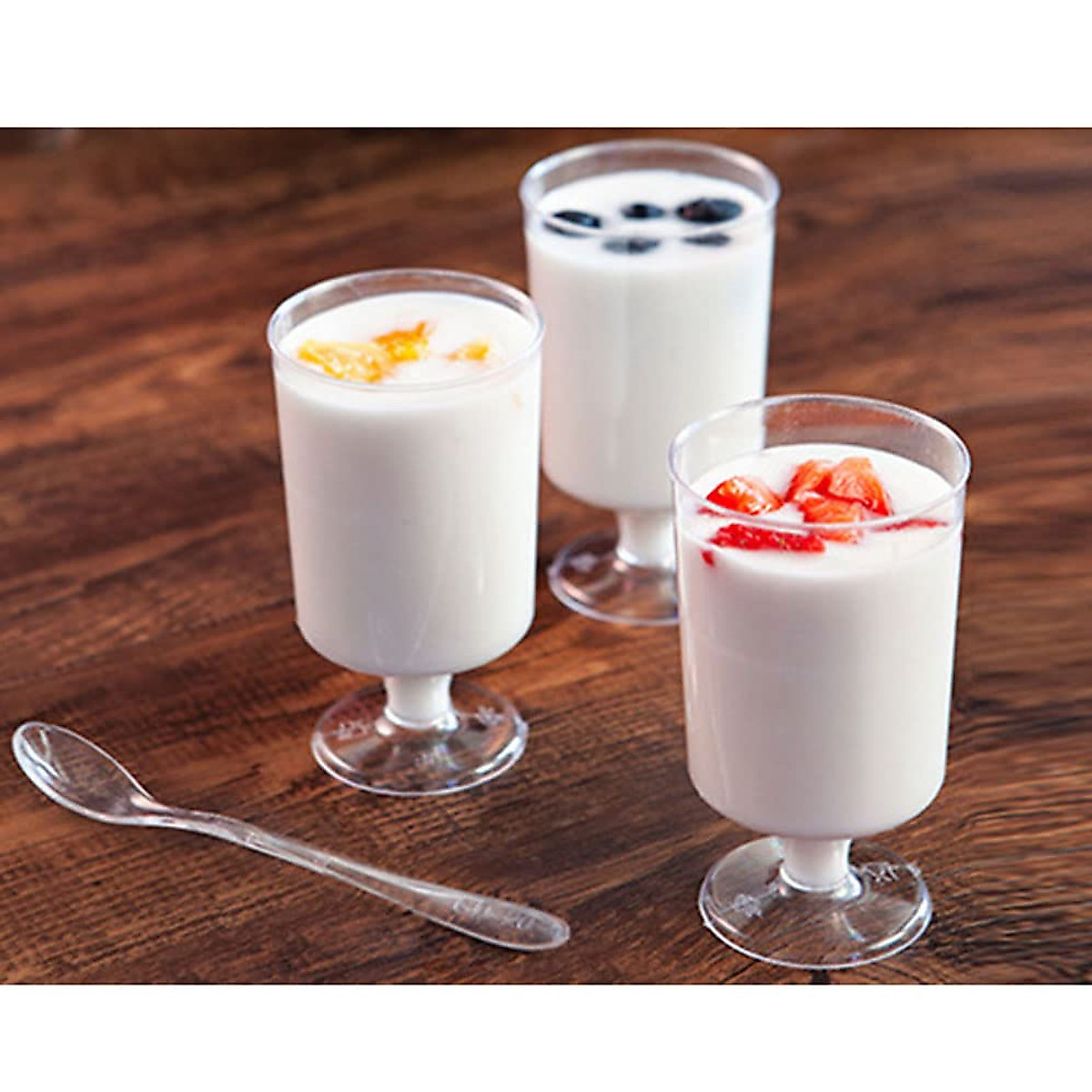 Qixivcom 100ml Tall Mousse Cup 3oz Mini Dessert Cup Round Clear Plastic Parfait Bowl Appetizer Cup, Party Dessert Cold Drink Cup, Clear Wine Glass Afternoon Tea Snack Cup, Party Cup (50 Pack)