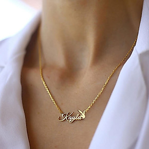 DayOfShe Easter Gifts Personalized Bunny Name Necklace 18K Gold Plated Name Plate Necklaces for Women