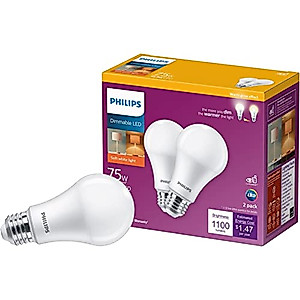 Philips 561761 LED 12.2w (75w Equivalent) A19 Dimmable Light Bulb - Soft White - 1100 Lumens - E26 Medium Base (8 Bulbs)