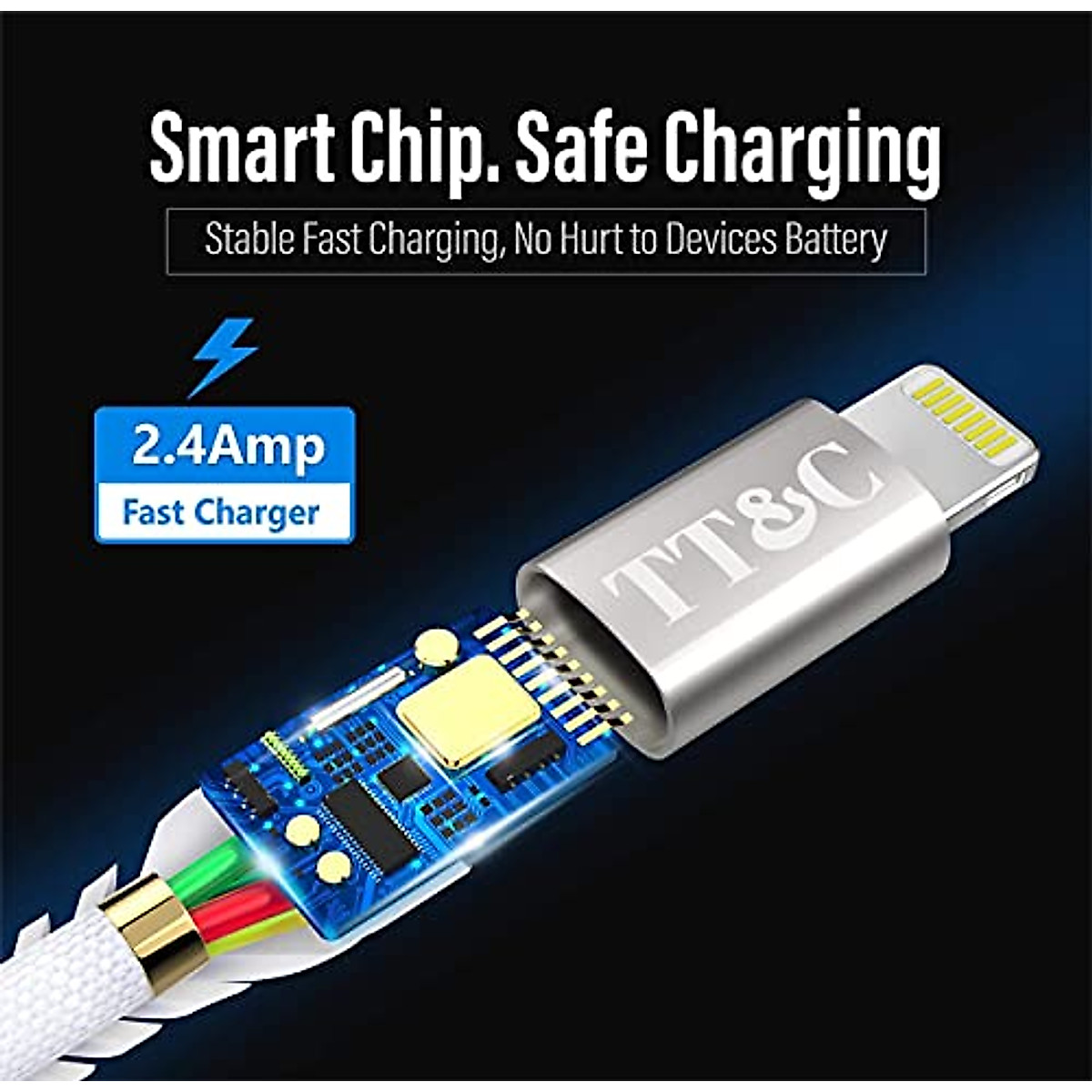 TT&C Short iPhone Lightning Cable 6 inch Charger Sync and Charging Data Cord for iPhone 14/14 Pro/ 14 Pro Max/ 13/13 Pro / 12/11/ Xs/Xs Max/Xr/X/ 8 Plus/iPad - White 4Pack