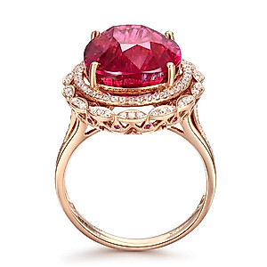 shiYsRL Exquisite Jewelry Ring Love Rings Luxury Women Faux Pigeon Blood Ruby Adjustable Finger Ring Wedding Jewelry Gift Wedding Band Best Gifts for Love with Valentine's Day - Rose Gold