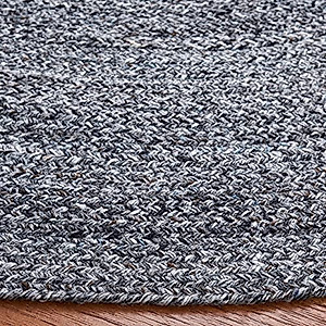 SAFAVIEH Braided Collection 3' Round Charcoal BRD851H Handmade Country Cottage Reversible Area Rug
