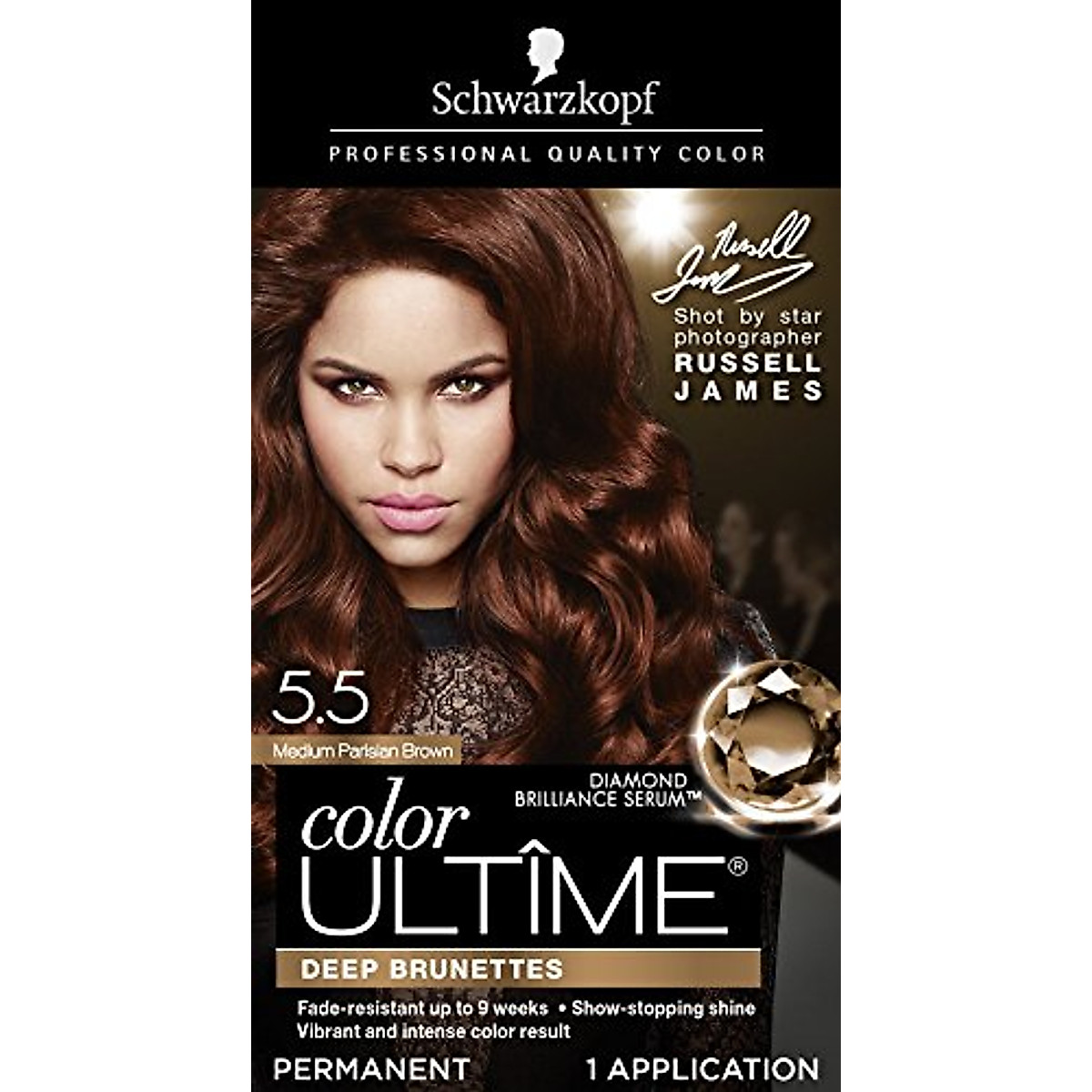 Schwarzkopf Color Ultime Permanent Hair Color Cream, 5.5 Medium Parisian Brown (Packaging May Vary)