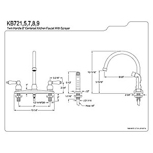 Kingston Brass KB721 Vintage Centerset Kitchen Faucet, 8-3/4-Inch, Polished Chrome