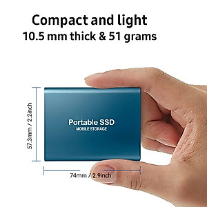 Mersuii Portable Solid State Drive for Laptop Windows 7 Mac Shockproof Type-C Mobile Hard Drive 1TB Blue