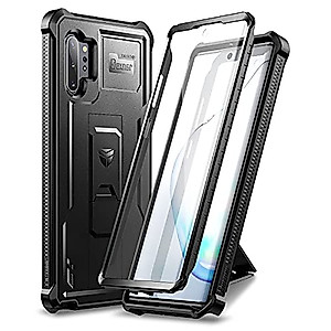 Dexnor for Samsung Galaxy Note 10+ Plus Case, [Built in Screen Protector and Kickstand] Heavy Duty Military Grade Protection Shockproof Protective Cover for Samsung Galaxy Note 10 Plus Black