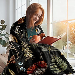 Mushrooms Blanket Soft Flannel Fleece Throw Blanket for Couch Sofa Bed (Wild Forest Mushrooms, 60x50in)