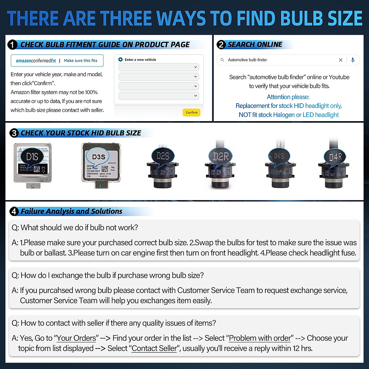 DMEX D2S - 35W - 8000K White Blue Xenon Headlight HID Bulbs 85122 66240 66040 66240CBI Replacement - Pack of 2