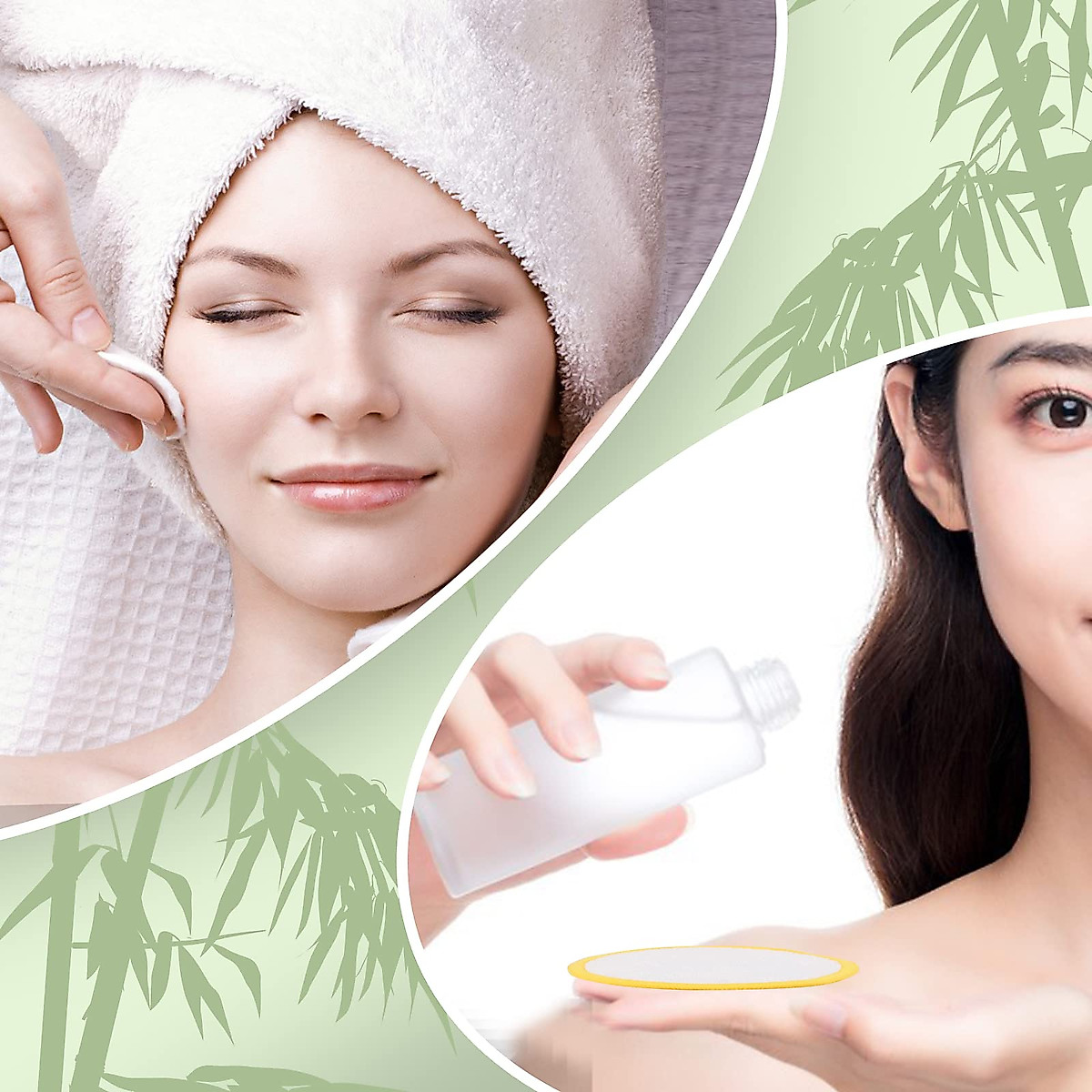 XSEINO Reusable Makeup Remover Pads(40 Pack) with Washable Natural Bamboo Fiber Material,Natural Bamboo Cotton Pad,for All Skin Types