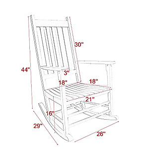XINYUN Rocking Chair Wooden Frame Chair Indoor and Outdoor Fade Resistant Rocker with 350lbs Weight Capacity All Weather Porch Rocker for Garden Lawn Balcony Backyard and Patio Porch 1 White
