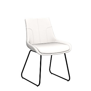 HIPIHOM Dining Chair Set of 2, Modern Kitchen Faux Leather Dining Room Chair for Kitchen Living Dining Room (2 Off-white with Black Legs)