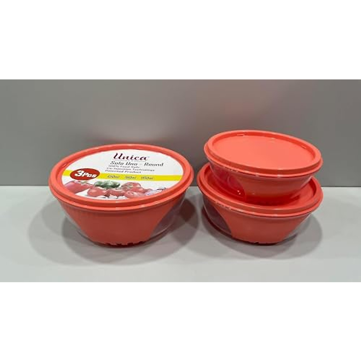 Unica Round Containers with Lids, Microwavable & Airtight, Freezer-safe Containers, BPA-free and Dishwasher Safe Meal Prep Container Set of 3, 15, 26, 39 oz, 6.9x6.9x3.01 in