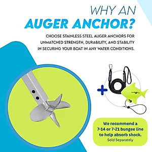 SandShark Anchor Ultimate XL - Premium Screw in Boat Anchor, Pontoon Boat Anchor, Stainless Steel Shallow Water Anchor Pole, Sand Anchor 41"-62" w/Case - Essential Boat Accessories.