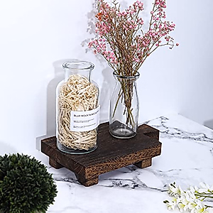 Soap Stand Wood Riser, Farmhouse Raw Wood Pedestal Stand Soap Tray for Kitchen Sink, Wood Dish Soap Tray for Kitchen Counter, Wooden Soap Holder for Display Soap Bottles, Candles and Plants - Brown