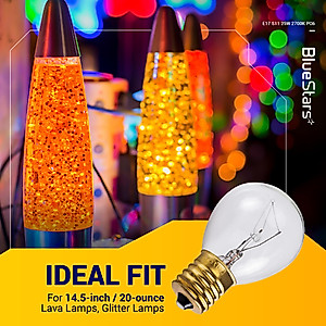 BlueStars 6-Pack Lava Lamp Bulbs 25 Watt E17 Base S11 Bulb The Lava Lamp Original Replacement Bulbs for 14.5-Inch/20-Ounce Lava Lamp, Glitter Lamps Dimmable - Warm White - Long Life