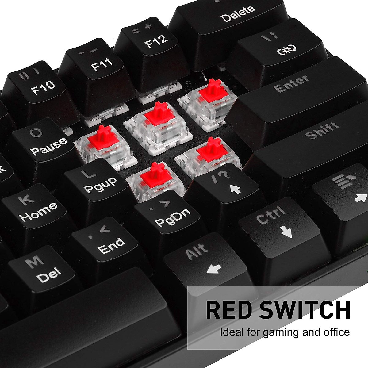 havit Wireless 60% Mechanical Keyboard 61 Keys Rainbow Backlit Gaming Keyboard Bluetooth 5.0/Type-C Wired Programmable Computer Keyboard with Red Switch for Multi-Devices PC Mac Laptop (Black)