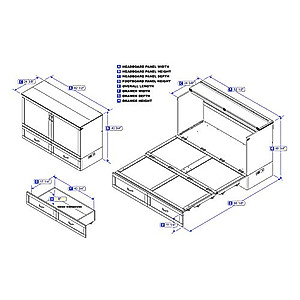 AFI Hamilton Murphy Bed Chest with Charging Station & Mattress Queen Grey