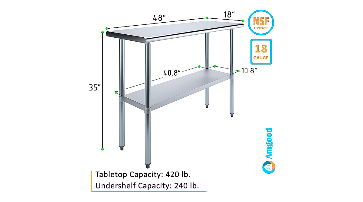 18" X 48" Stainless Steel Work Table for Versatile Use
