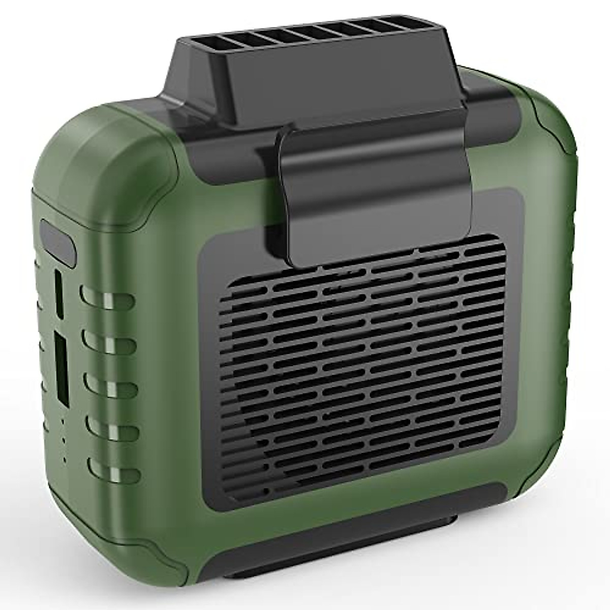 AddAcc Portable Waist Clip Fan, 6000mAh Rechargeable Battery Operated Fan, 3 Powerful Speed, Input & Output, Hand Free Necklace Fan Hanging Waist Fan for Outdoor Work, Farm, Hiking, Travel