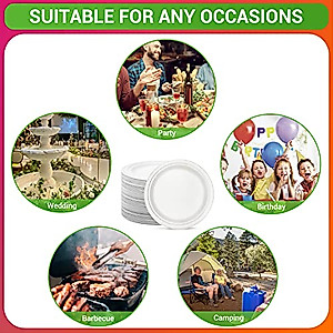 MIDOFELD 7 Inch Small Paper Plates - [125-Pack] Heavy Duty Dessert Paper Plate Eco Friendly Made from Sugarcane Fiber - Microwable Sturdy Party Plate Disposable, 100% Compostable and Biodegradable