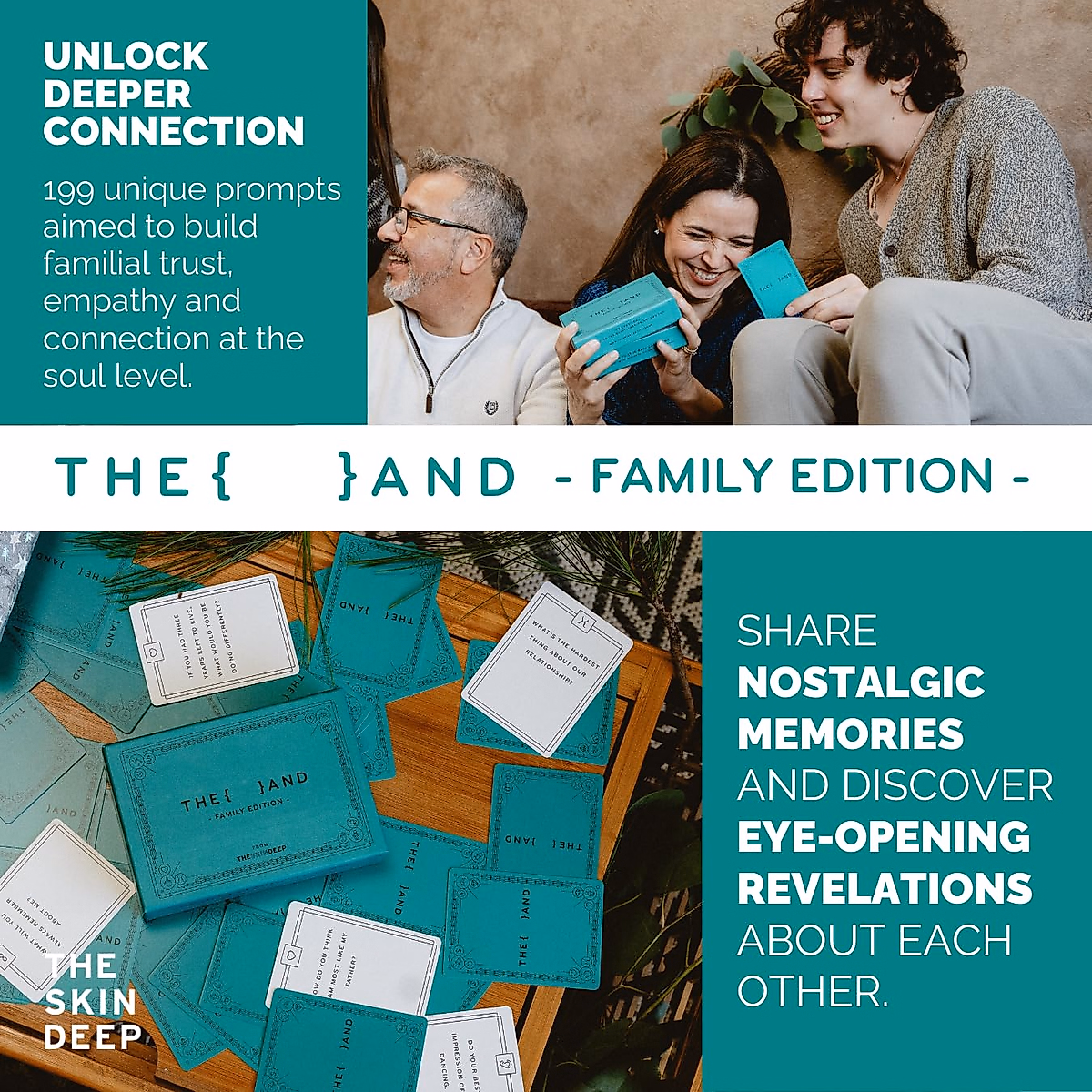 {THE AND} Family Edition - 199 Family Conversation Cards to Strengthen Relationships - Questions for Families to Get Everyone Talking - Fun Family Bonding Game at Dinner or Game Night By The Skin Deep