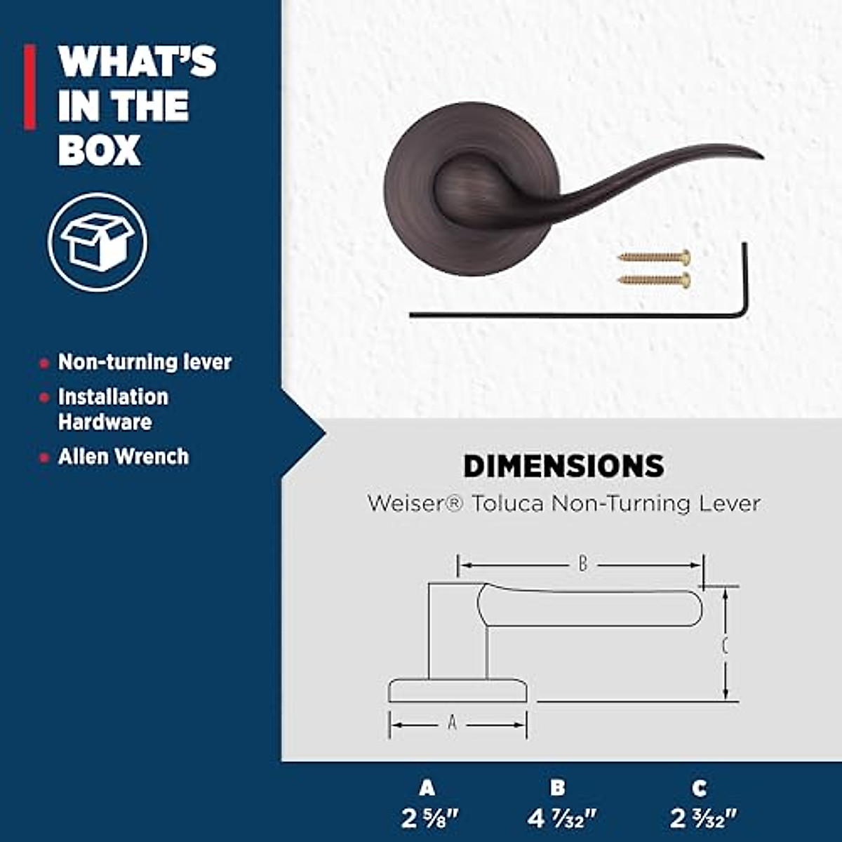 Weiser 9GLA120-039 Lever Dummy Welcome Home Toluca BRZ Right Hand