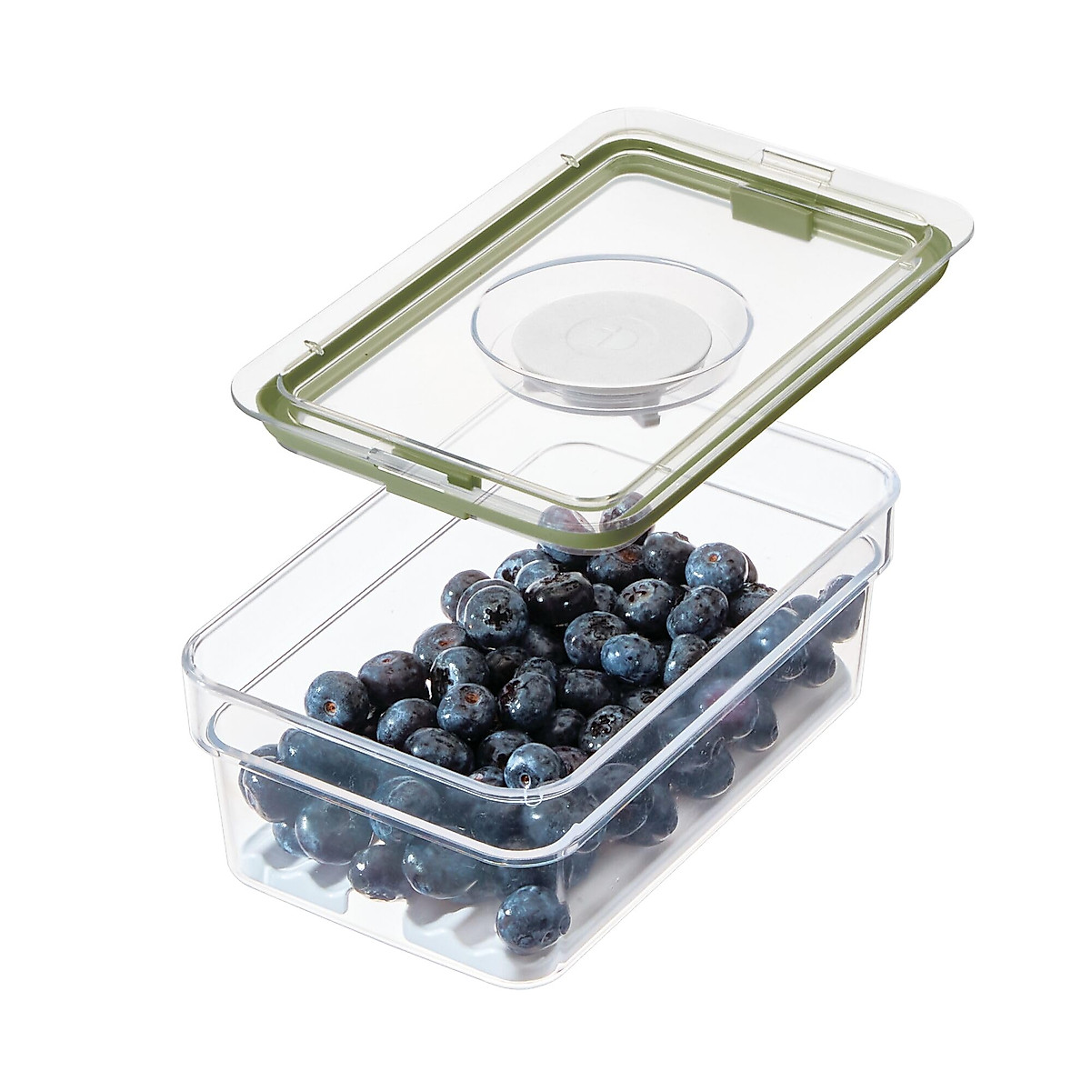 IDESIGN Medium Short Produce Storage Bin with Insert Tray, The Fresh Collection – 5" L x 8.1” W x 3” H, Clear Bin