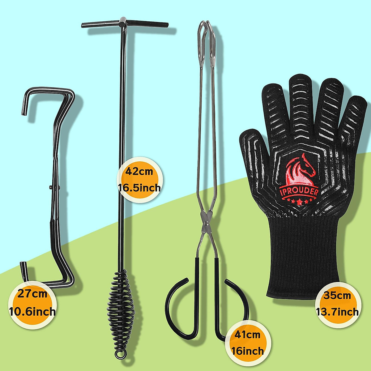 IPROUDER Dutch Oven Lid Lifter, Dutch Oven Lid Stand, Heat Resistant Gloves, Scissor Tongs, Pot Stand, Trivet for Camping, Dutch Oven Tool Combo, BBQ tool set, Outdoor Camping Cooking Accessories