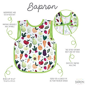 BapronBaby Market Fresh Bapron - No Neck Tie Safer Bib for Baby & Toddler - Soft Waterproof Stain Resistant - Machine Washable - Sz Baby/Toddler 6m-3T