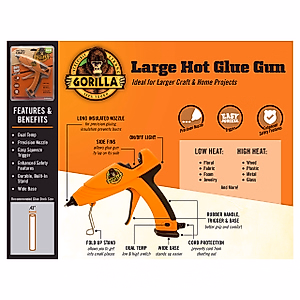 Gorilla Dual Temp Full-Size Hot Glue Gun, Orange