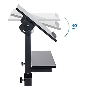Mount-It! Mobile Stand Up Desk, Portable Podium and Presentation Lectern Height-Adjustable Multi-Purpose Standing Workstation,Black.