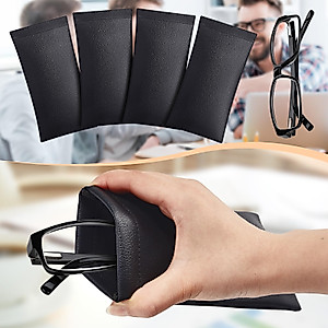 Xuhal 8 Pcs Leather Glasses Case Sunglasses Pouch Eyeglass Case Soft Squeeze Top Portable Travel Glasses Sleeve for Women Men (Black)