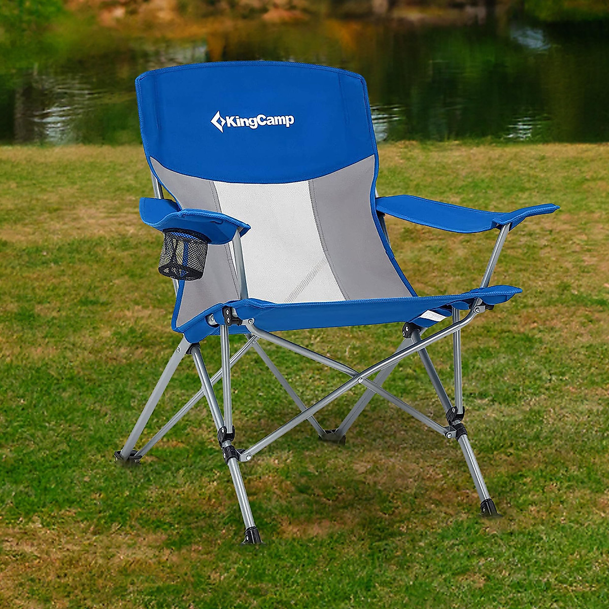 KingCamp KC2106_Blue/Grey-USVC2 Camp Chair, Standard